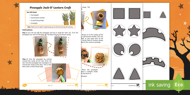 Pineapple Jack-O'-Lantern Craft (teacher made)