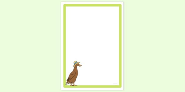 FREE! - Little Brown Duck Standing and Talking Page Border