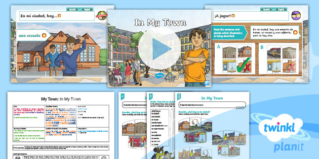 👉 Places in Town in Spanish - My Town: My Town Lesson Pack