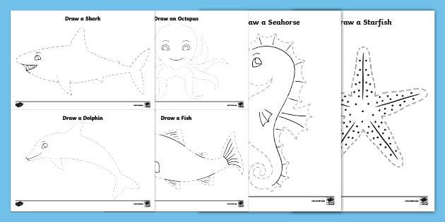 EYFS Draw a Sea Creature Pencil Control Activity Pack
