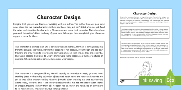 Character Design Worksheet (teacher made)