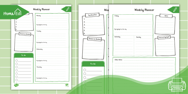Home Educators | Weekly Planner | Teacher Planner