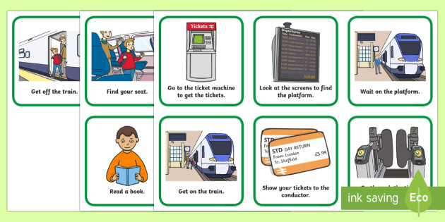 Catching a Train Visual Support Picture Cards