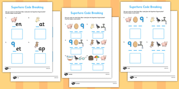 Superhero Code Breaking Worksheet / Worksheet (teacher made)