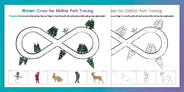 Winter: Cross the Midline Path Tracing Activity Sheet