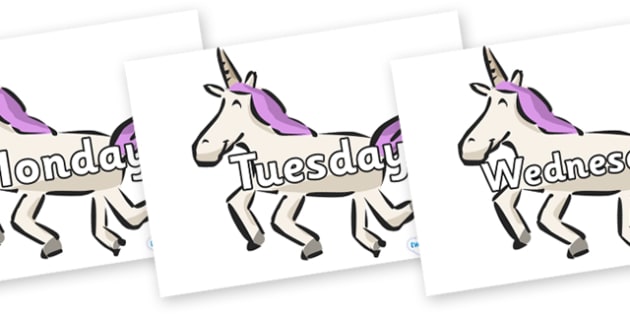 FREE! - Days of the Week on Unicorns (teacher made)