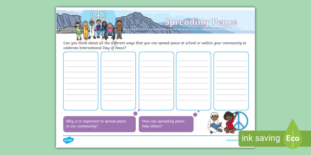 International Day of Peace Writing Activity KS1
