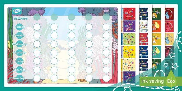 Under the Sea Themed Reward Chart and Stickers