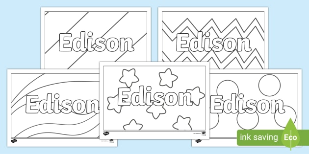 FREE! - Edison Name Simple Colouring Activity Sheets