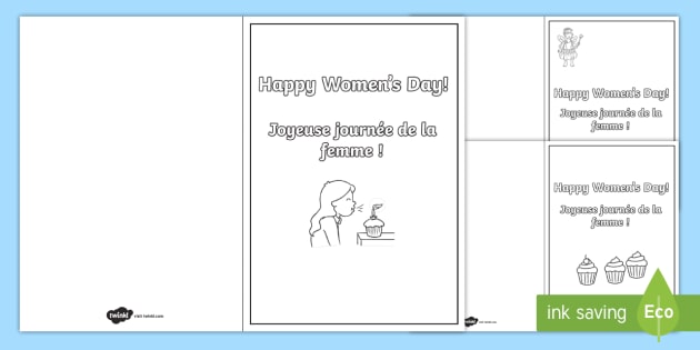 Women's Day Colouring Pages English/French - Women\'s Day Card Templates