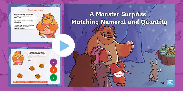 👉 A Monster Surprise Matching Numeral and Quantity PowerPoint