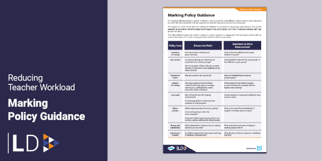 Reducing Teacher Workload: Marking Policy Guidance