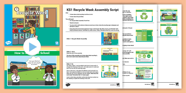 KS1 Recycle Week Assembly Pack - reduce, reuse, recycling, environment ...