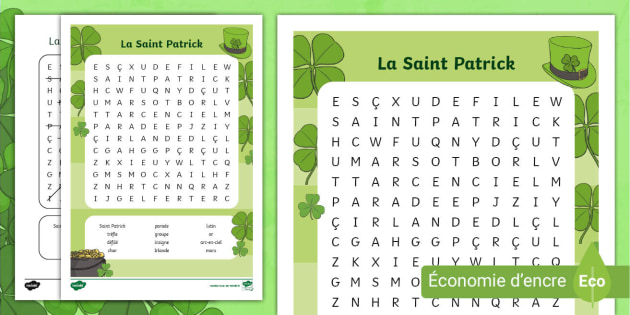 Mots mêlés de la Saint Patrick (Teacher-Made)