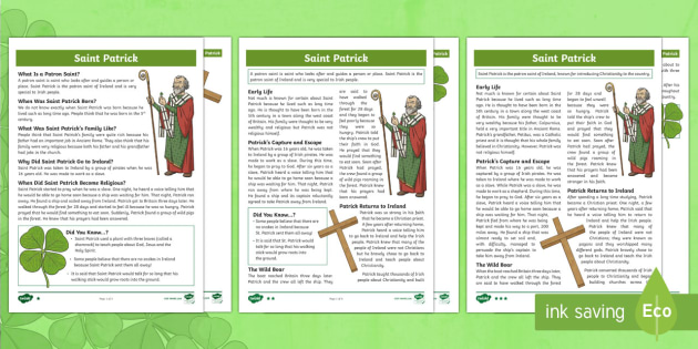 LKS2 St. Patrick's Day Differentiated Reading Comprehension Activity ...