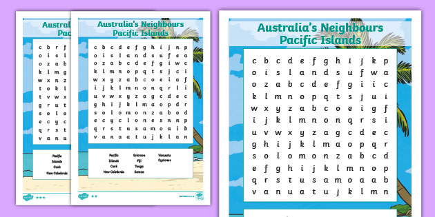 Crash Course Podcast Australia Pacific Islands Word Search