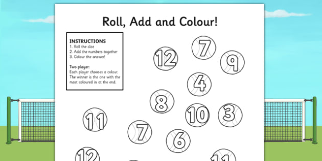Wimbledon Tennis Ball Roll and Colour Worksheet - tennis, sports
