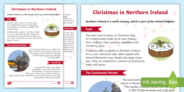 KS1 Christmas in Northern Ireland Comprehension