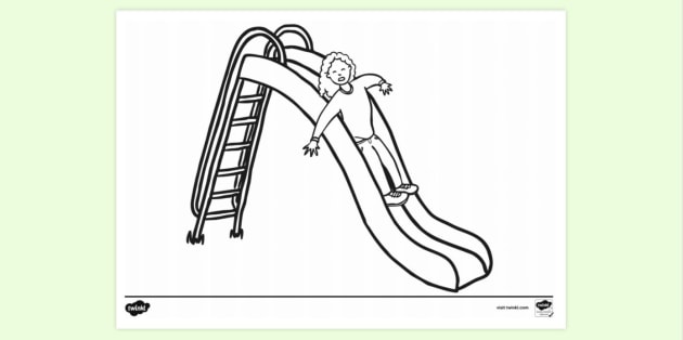 Girl Falling off Slide Colouring Sheet | Colouring Sheets
