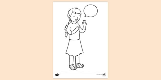 FREE! - Student Girl Talking Colouring | Colouring Sheets