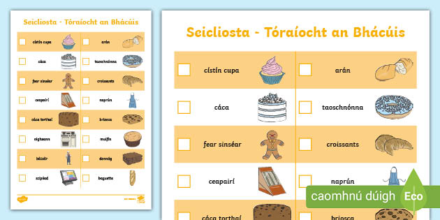 The Bakery Aistear Hunt Checklist Gaeilge (teacher made)