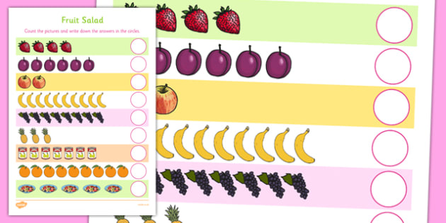 Fruit Salad Counting Sheet (teacher made)
