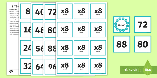 8 Times Table Speed Game Activity Activity - 8 Times Table Speed