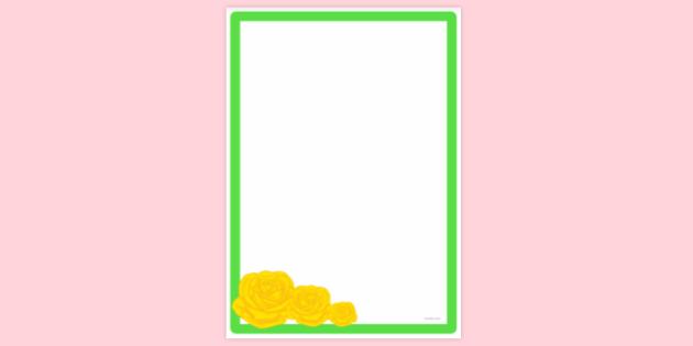 FREE! - Yellow Rose Page Border | Page Borders | Twinkl Resources