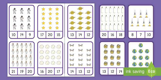 Space Counting to 20 Clip Cards | Space | Math | Twinkl USA