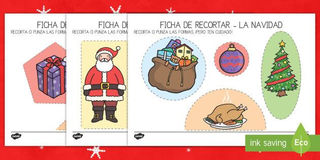Ficha de motricidad fina..recortar: La Navidad-Spanish