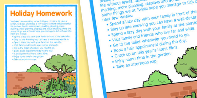 Holiday Homework for Staff Checklist