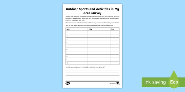 Outdoor Sports and Activities in My Area Survey Activity