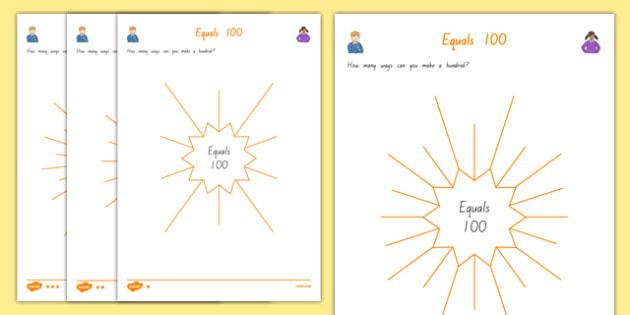 Equals 100 Mind Map Worksheet / Worksheet, worksheet