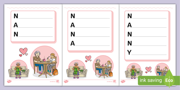 Nan, Nanny, Nana Acrostic Poem Templates (teacher made)