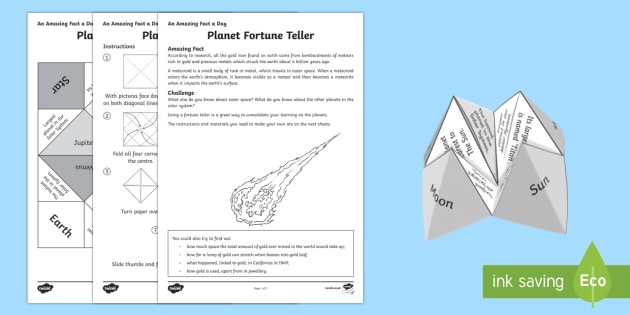Planet Fortune Teller Worksheet / Worksheet