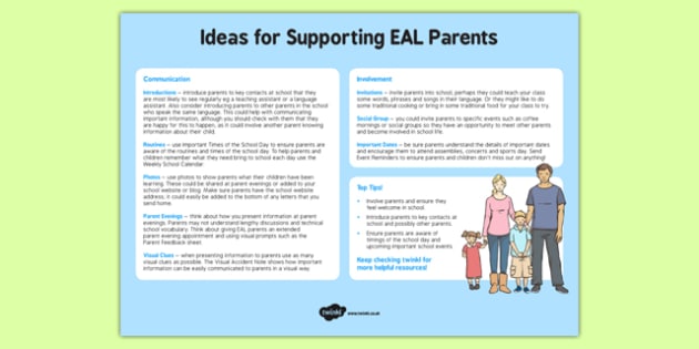 Ideas for Supporting EAL Parents (teacher made)