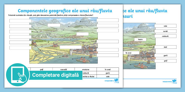 Componentele geografice ale unui râu/fluviu (teacher made)