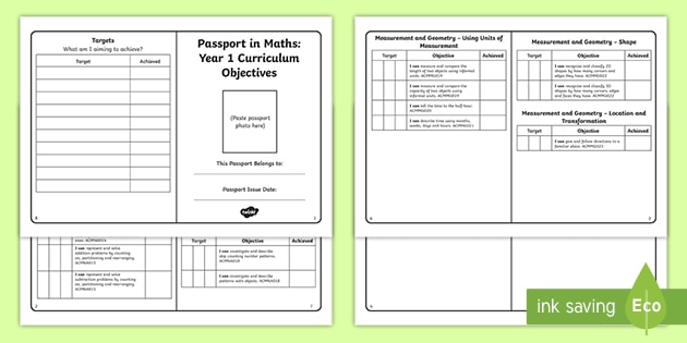 Year 1 Maths Assessment I Can Statements Checklist