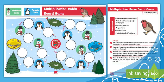 Winter Wonderland: Multiplication Robin Board Game