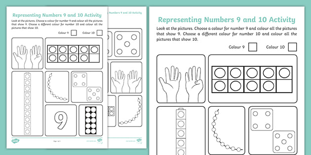Representing Numbers 9 and 10 Activity (teacher made)