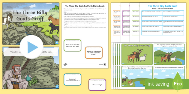 The Three Billy Goats Gruff with Blanks Level Questions