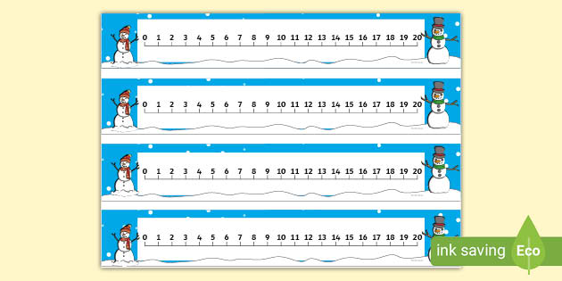 👉 Snowman Number Lines 0-20