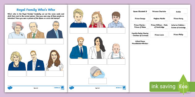 Royal Family Who's Who Worksheet (teacher made)