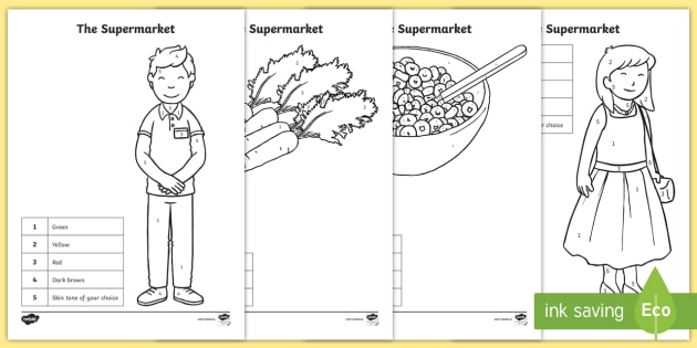 The Supermarket Aistear Colour by Number (teacher made)