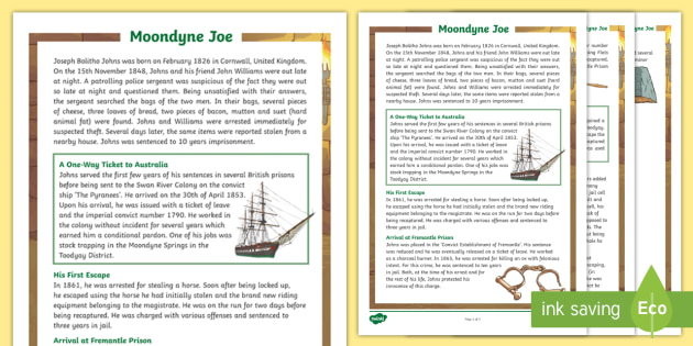 Moondyne Joe Fact File (teacher made)