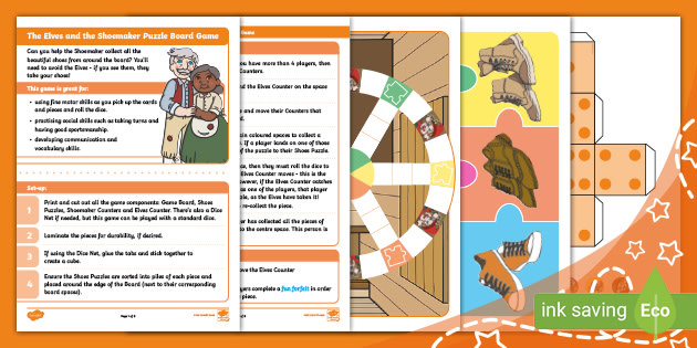 The Elves and the Shoemaker Puzzle Board Game (teacher made)