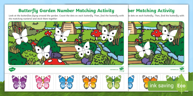 👉 Butterfly Garden Number Matching Activity