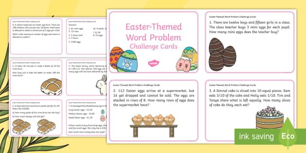 Easter Maths Problem-Solving - Word Problem Challenge Cards
