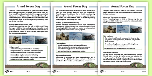 KS1 Armed Forces Day Differentiated Fact File (teacher made)