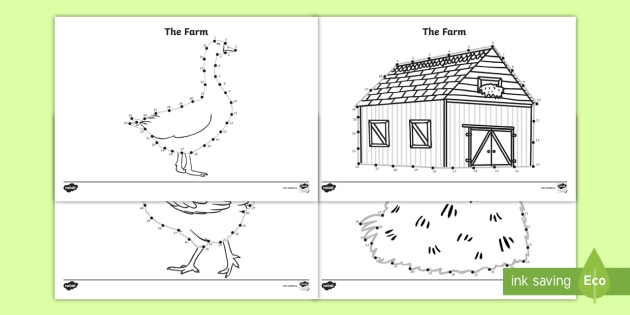 The Farm Aistear Dot to Dot Worksheet